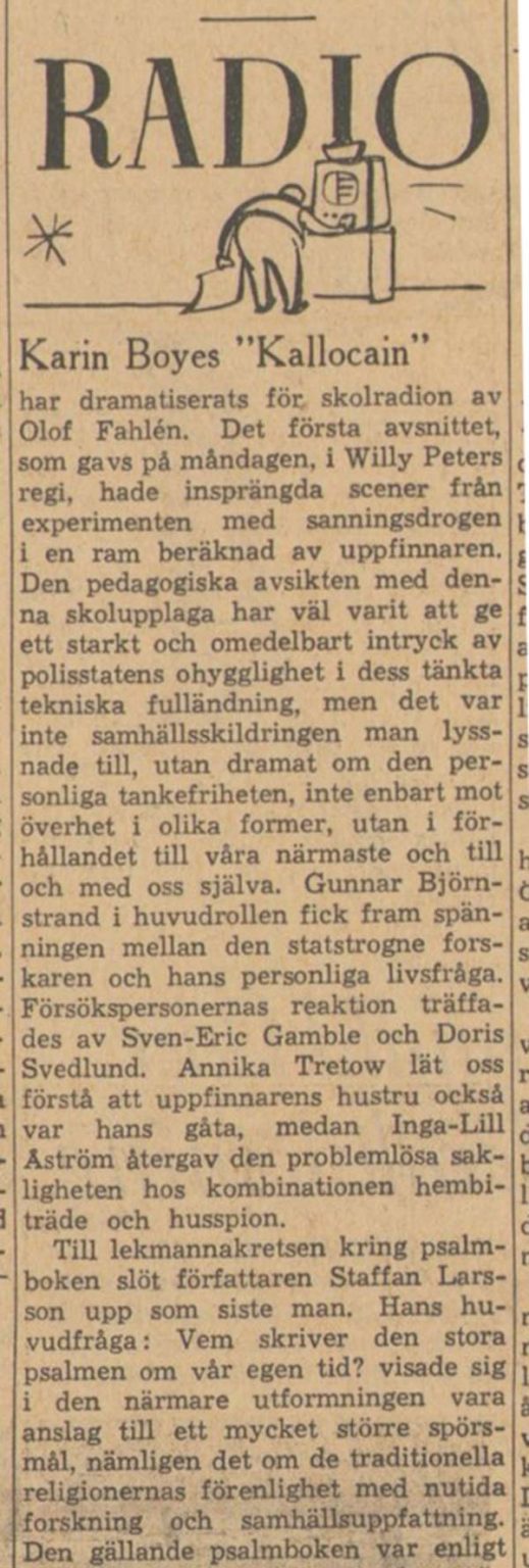 Karin Boye: Kallocain – Diktens museum