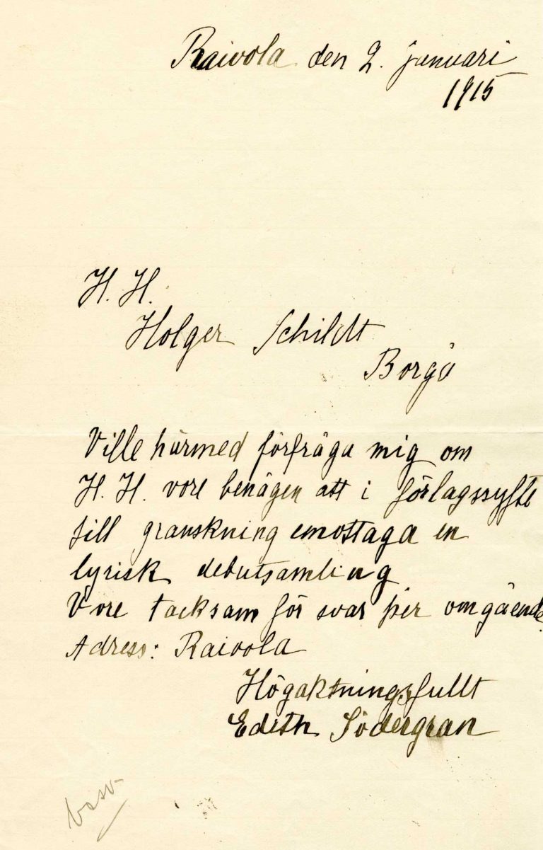EDITH SÖDERGRAN: Dikter 1916 – Diktens museum