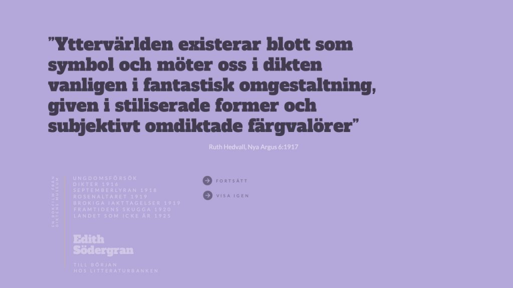 EDITH SÖDERGRAN: Dikter 1916 – Diktens museum