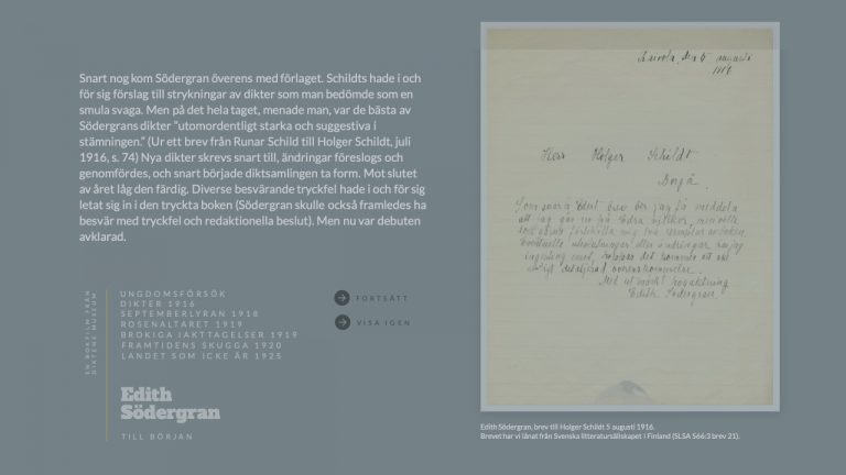 EDITH SÖDERGRAN: Dikter 1916 – Diktens museum