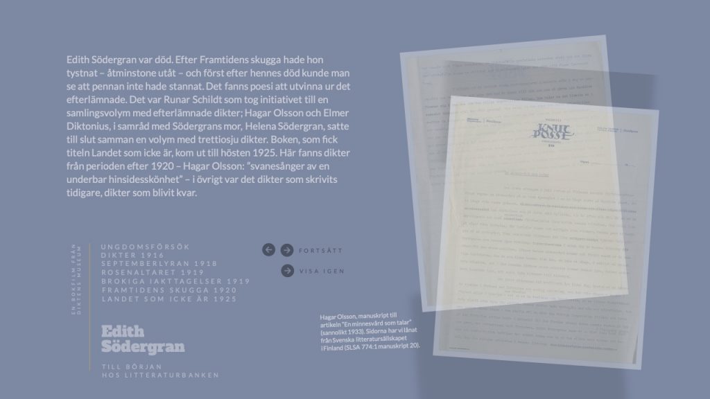EDITH SÖDERGRAN: Landet som icke är 1925 – Diktens museum