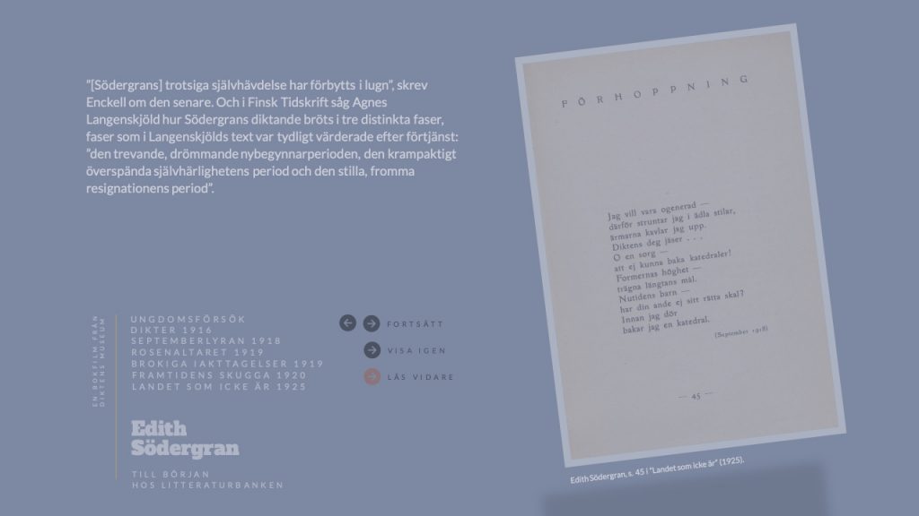 EDITH SÖDERGRAN: Landet som icke är 1925 – Diktens museum